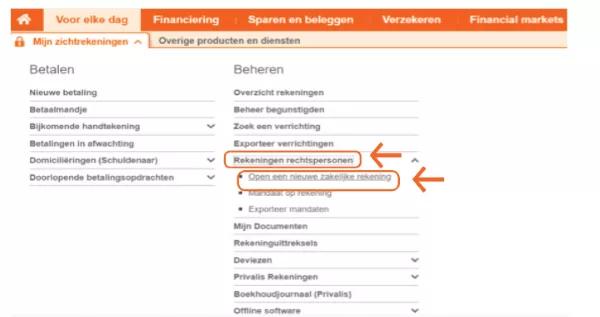 Hoe een rubriekrekening openen in Business’Bank - rechtspersonen